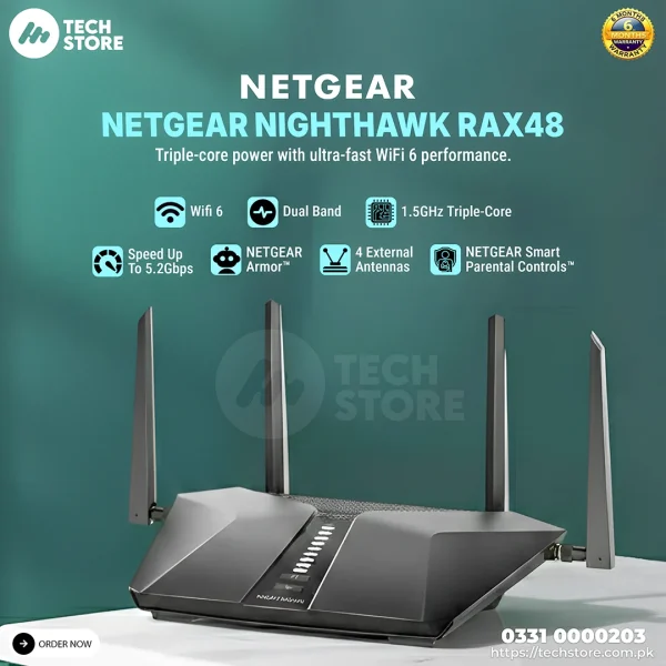 Netgear Nighthawk RAX48 6-Stream Wi-Fi 6 Router AX5200