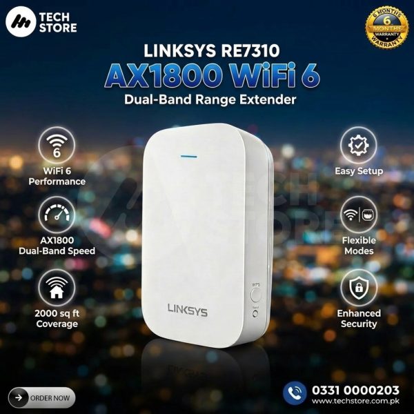 Linksys RE7310 AX1800 WiFi 6 Range Extender Dual-Band Wireless Access ...