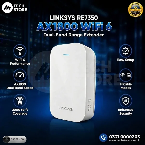 Linksys RE7350 AX1800 WiFi 6 Range Extender Dual-Band Wireless Signal ...
